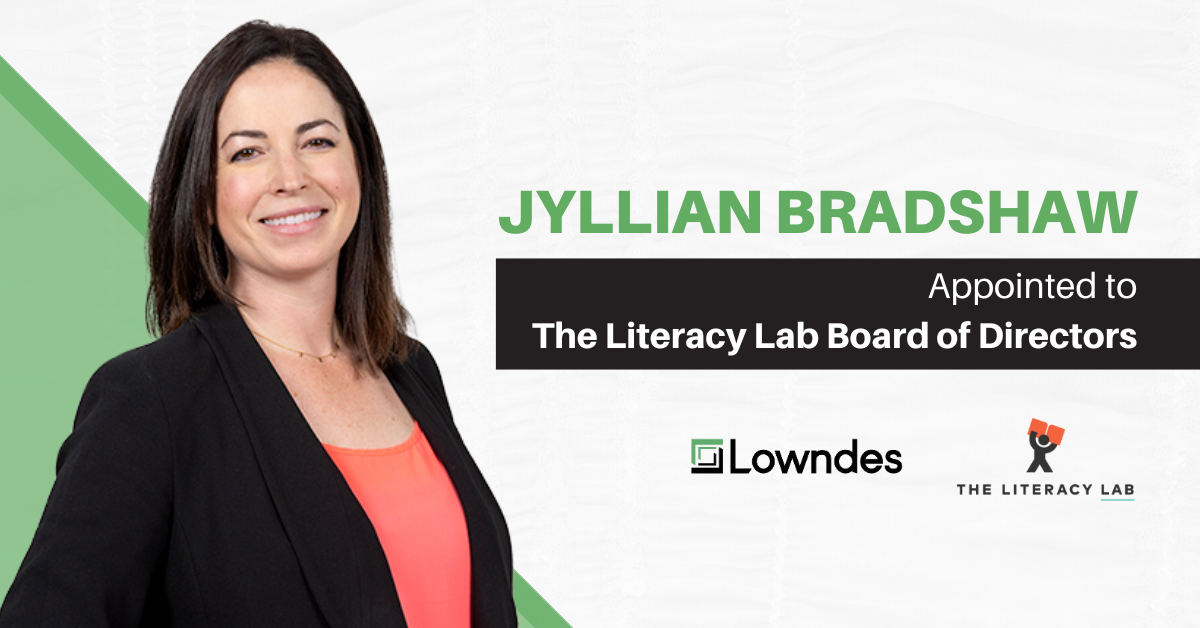 Jyllian Bradshaw Appointed to The Literacy Lab Board of Directors